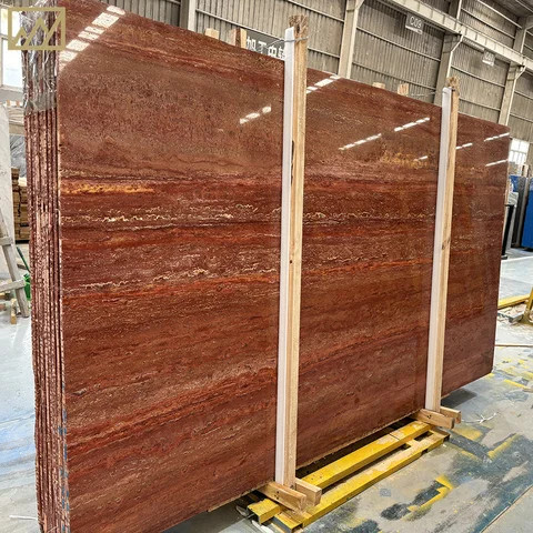 Buy Kings-wing Hole Stone Red Travertine Limestone Block Natural Slab ...
