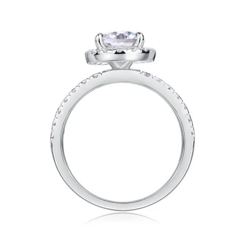 Buy Sidestone White Gold Wedding Ring S925 Sterling Silver 1.5ct Pear ...