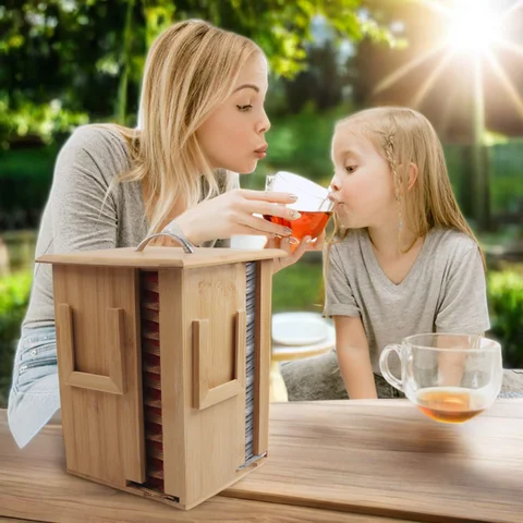 Buy Sopewod Modern Design 4-compartment Eco-friendly Wooden Tea Bag ...