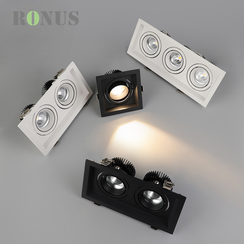 Buy Square Recessed Led Cob 7w*2 Ceiling Double Head Adjustable Indoor ...