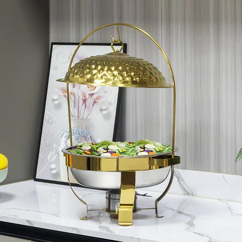 Buy Stainless Steel Gold Round Luxury 6 Litre / 8 Litre Hanging Chafing ...