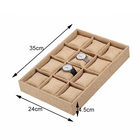 Buy Watch Storage Trays With Small Pillows Velvet Gray Linen Jewelry ...