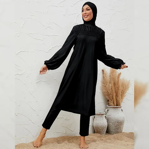 Buy Wholesale Burkini Woman Full Cover Black Muslim Swimwear Beach Wear ...