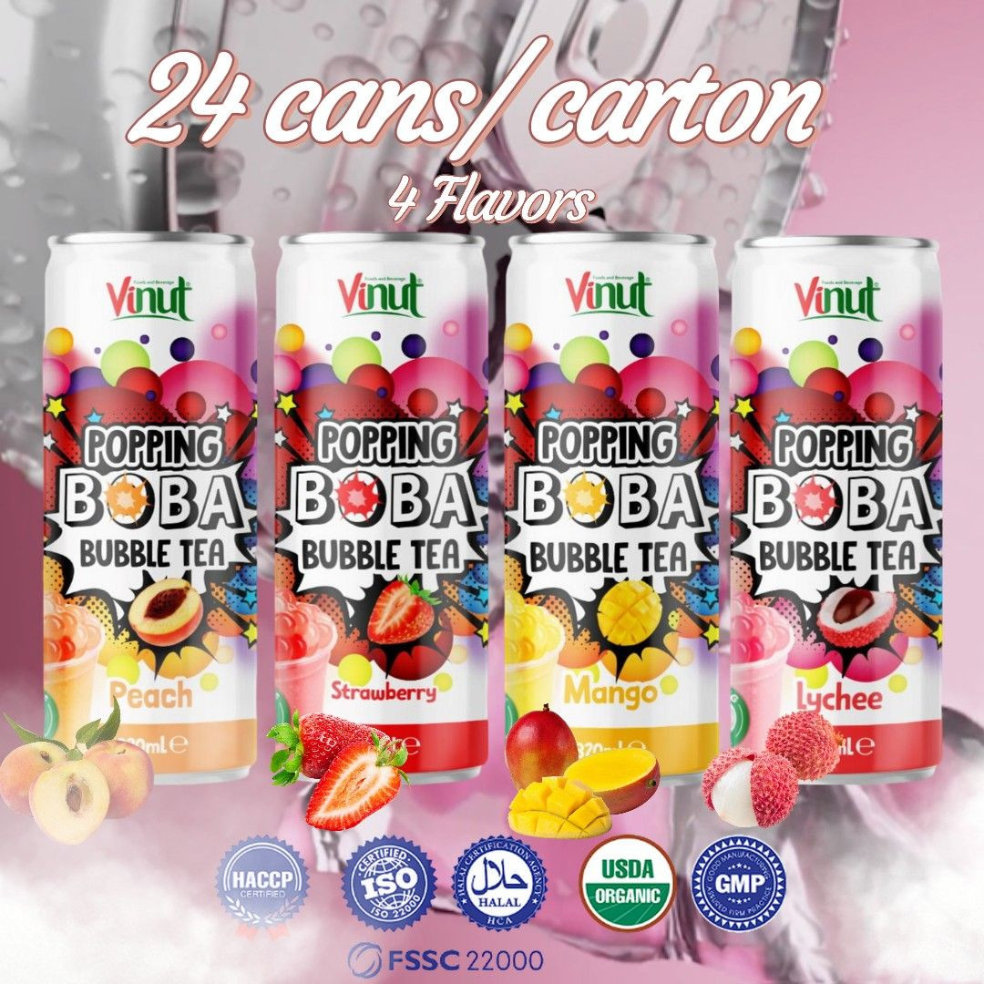 Buy Peach Popping Boba Bubble Tea | Vinut 230ml (24 Pack), Low Calorie ...