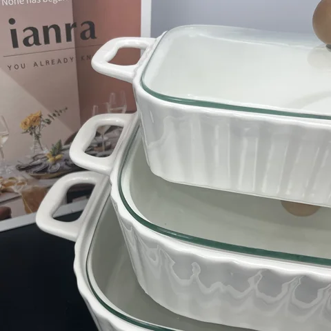 Buy 11" White Ceramic Casserole Porcelain Ceramic Dinnerware Set ...