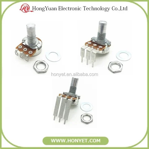 5-Pack 50K Ohm Potentiometers - 16mm Right Angle PCB Mount (Linear Taper)