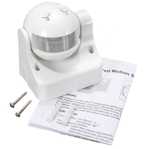 Buy Ac 110v-240v Motion Detector Automatic Infrared Pir Sensor 220v 180 ...