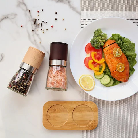 Buy Adjustable Coarseness Manual Glass Bottle Salt And Pepper Mill With ...