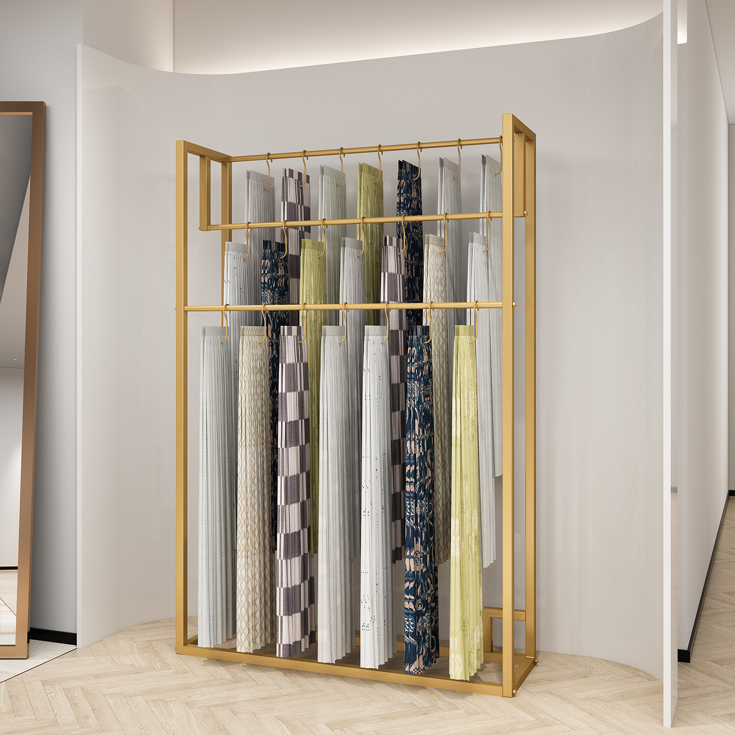 Buy Curtain Silk Scarf Floor Display Rack Home Textile Fabric Hanging ...