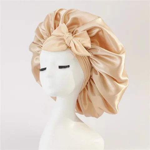 Buy Extra Large Satin Hair Bonnet With Wrap Head Band Tails Silk Tie ...