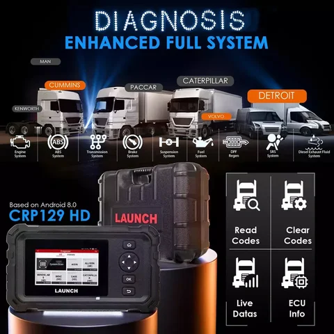 Buy Launch Crp129 Hd 12v 24v Heavy Truck Diagnostic Obd2 Scanner Tool ...