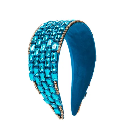 Buy Luxury Full Ocean Blue Diamond Wide Edge Baroque Headbands High ...