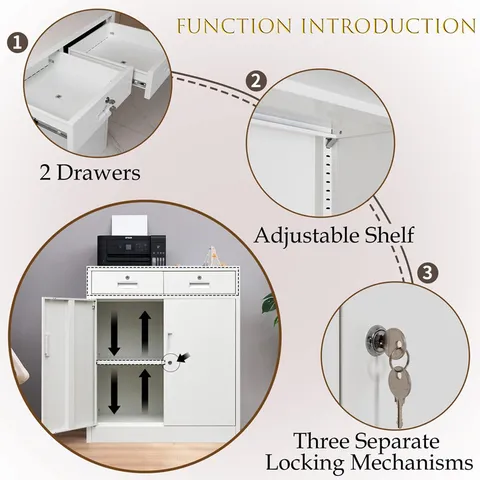 Buy Office Short Metal Vertical Filing Cabinet 2 Drawers Design Steel ...