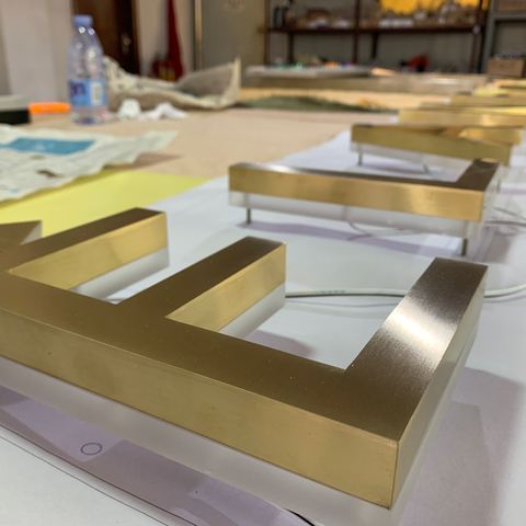 Buy Shining Stainless Steel Channel Letter Sign Backlit Halo Lit Gold ...