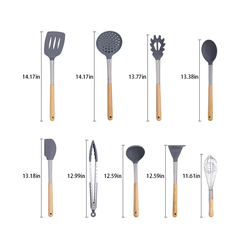 Buy Silicone Cooking Utensils Kitchen Utensil Set 9 Pieces Natural ...