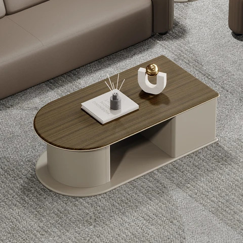 Buy Wooden Oval-shape Coffee Table With Open Storage Shelf from Foshan ...