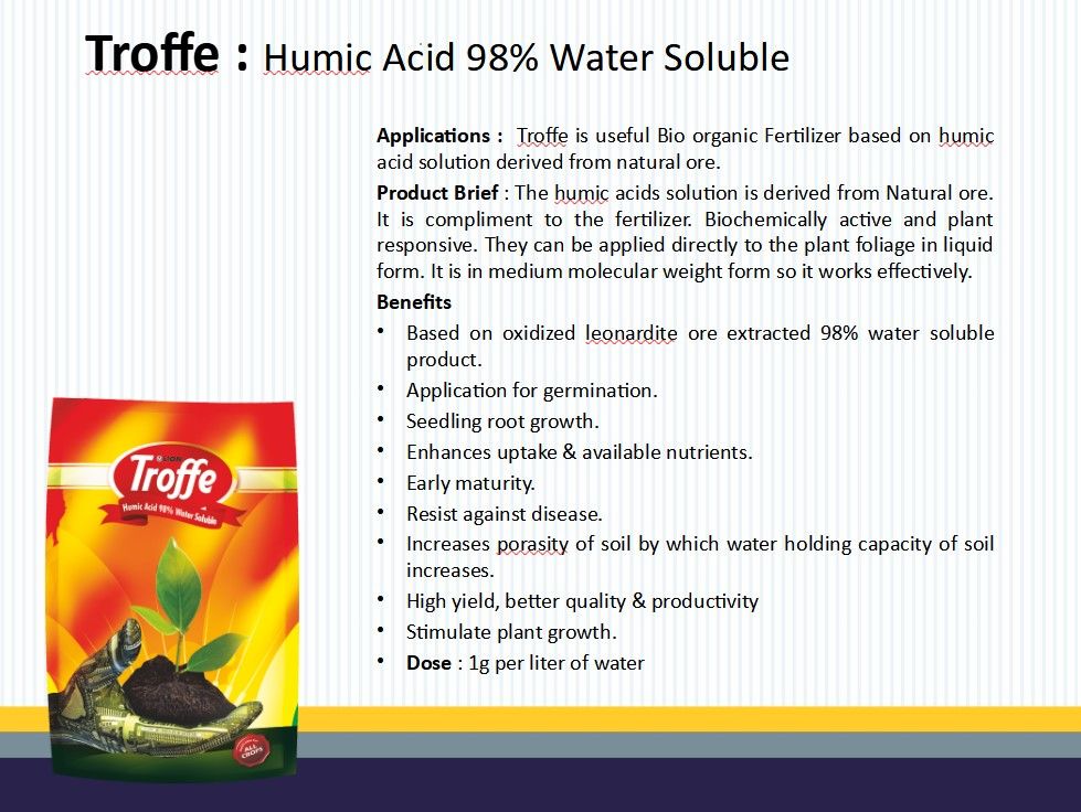 Buy Troffe : Humic Acid 98% Water Soluble from Sunshine Agri, India ...