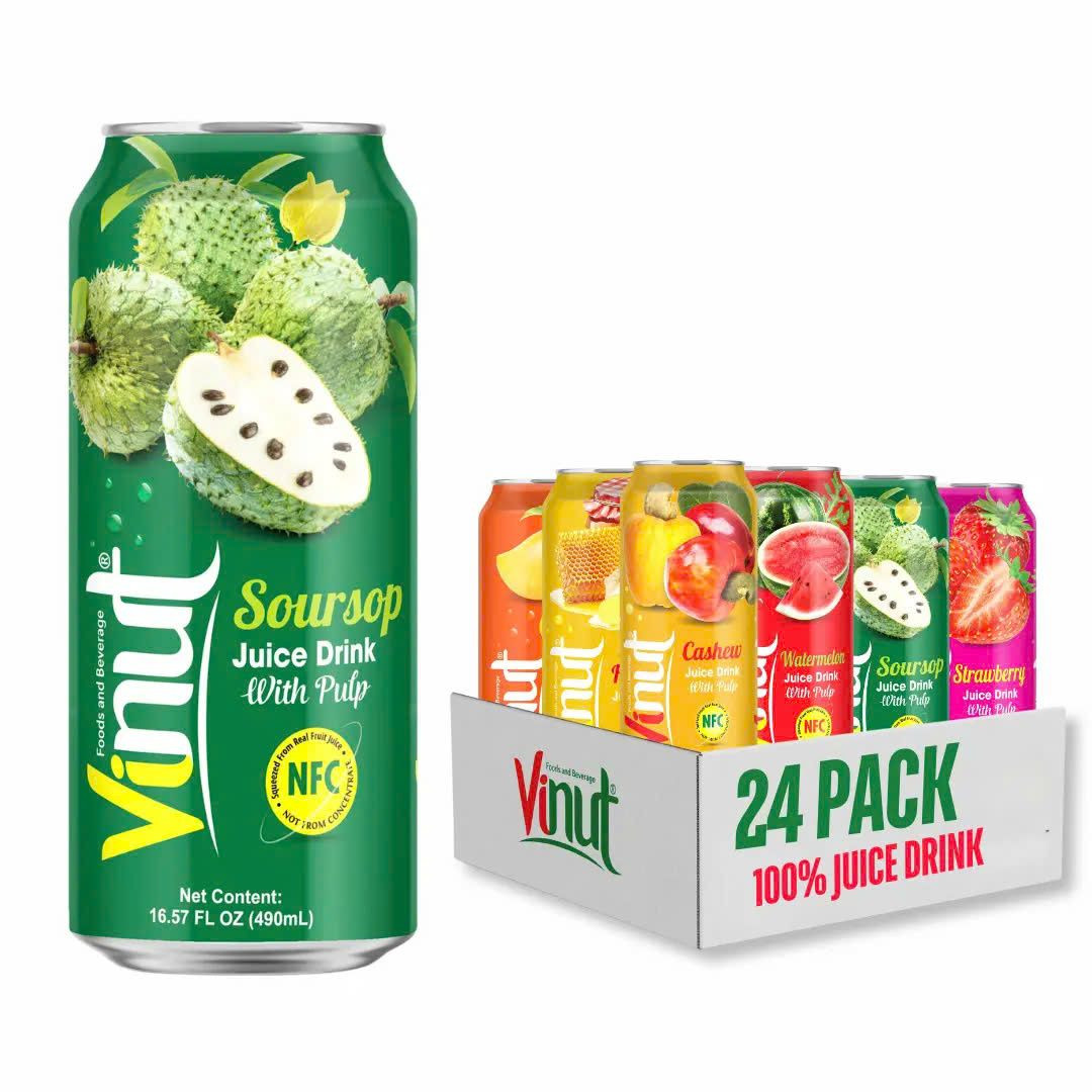 Buy Vinut Fruit Juice 490ml 100% Soursop Juice, Private Label, Free Sample from Vinut, Vietnam ...