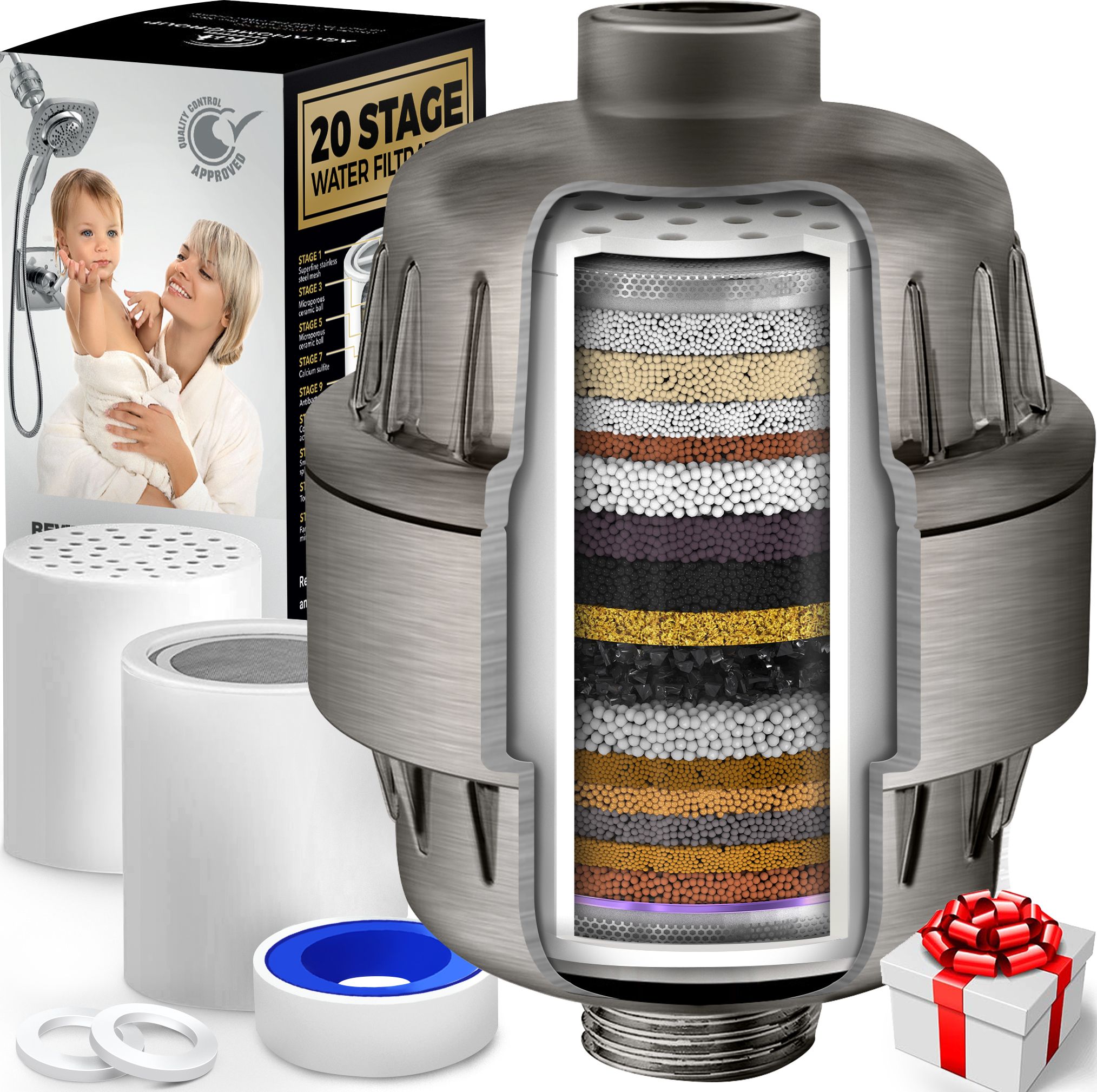 Buy Aquahomegroup 20 Stage Shower Filter With Vitamin C For Hard Water ...