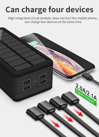 Buy 2024 Solar Power Bank 4usb Wireless Fast Charge Large Capacity ...