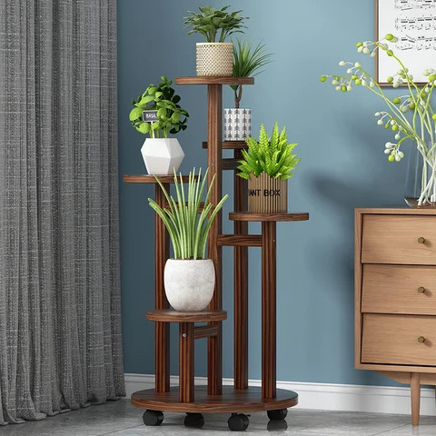 Buy 5 Tiered Flower Planter Display Rack Corner Patio Wood Tall Antique ...