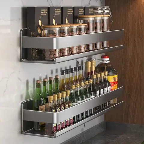 Buy Alum Kitchen Oil Salt Sauce Vinegar Spice Rack Punch-free Wall ...