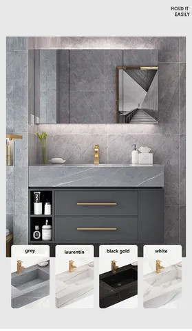 Buy Bathroom Equipment Drawer Storage Luxury Solid Wood Marble Top ...