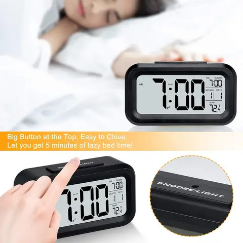 Buy Lcd Digital Clock Large Display Calendar Date Time And Temperature ...