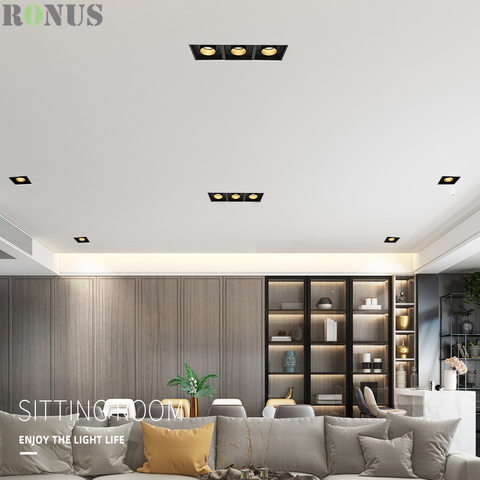 Buy Led Trimless Double Heads Black Down Spotlight Anti Glare 12w*2 Cob ...