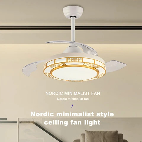Buy Luxury White Remote Control Invisible Fan Blades Adjust Light Color ...