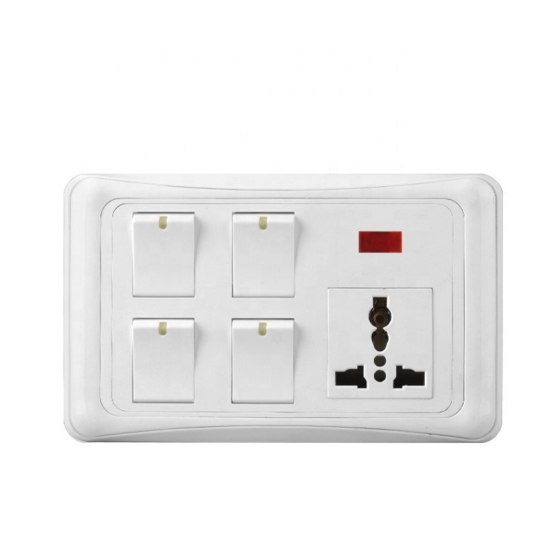 Buy Modern Light Wall Switch 4 Gang 3 Pin Multipurpose Socket Wall ...