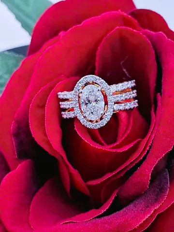 Buy New Trendy Design Oval Shape Lab Grown Diamond Wedding Rings With ...