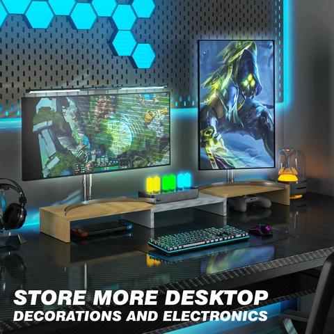 Buy Oak Color Mdf Dual Monitor Stand Riser, Computer Monitor Stands For ...