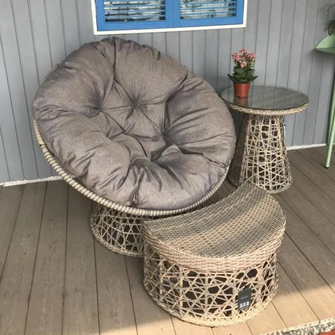 Buy Outdoor Rattan Rotate Sofa Home Patio Fabric Lazy Sofa Rotating ...