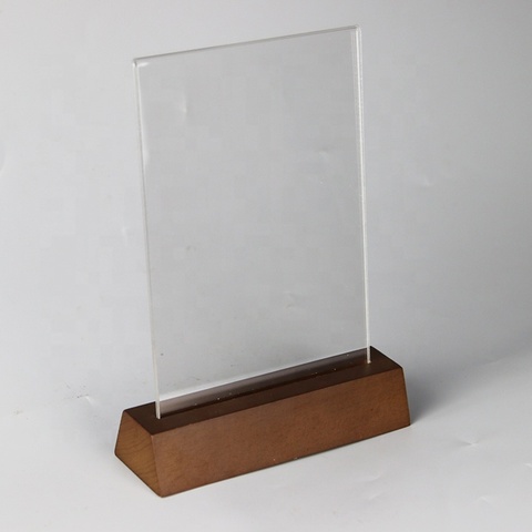 Buy Plastic Advertising Tag Sign Card Display Stand Wooden Base Table ...