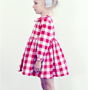 Buy Red Gingham Dresses Peter Pan Collar Full Twirl Skirt Red And White ...
