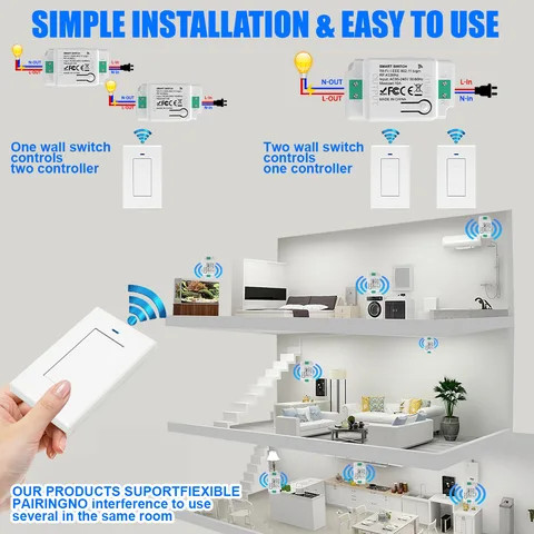 Buy Tidelink Smart Wireless Switch Remote Control Push Button Wall ...