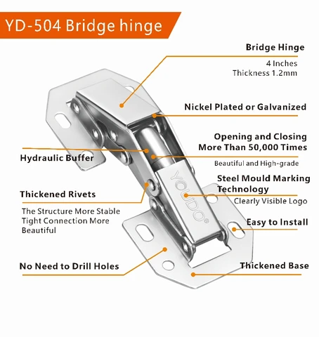 Buy Youdo Furniture Cabinet Bridge Hinge Concealed Iron Normal Hinges ...
