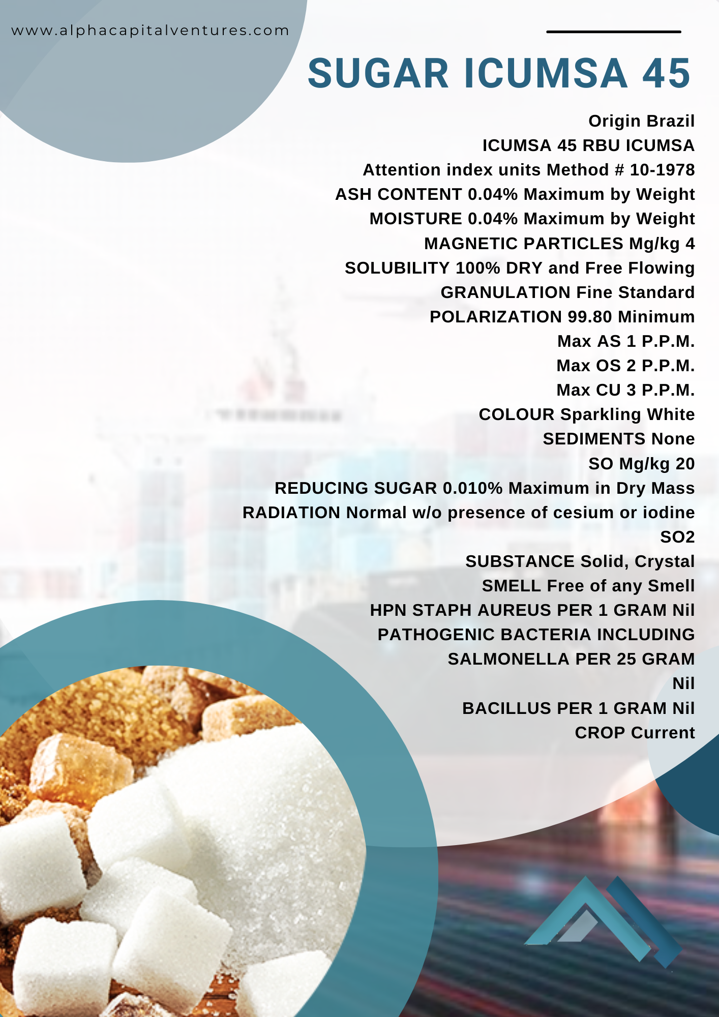 Buy Export Quality Icumsa 45 Sugar from ALPHA CAPITAL VENTURES, India ...