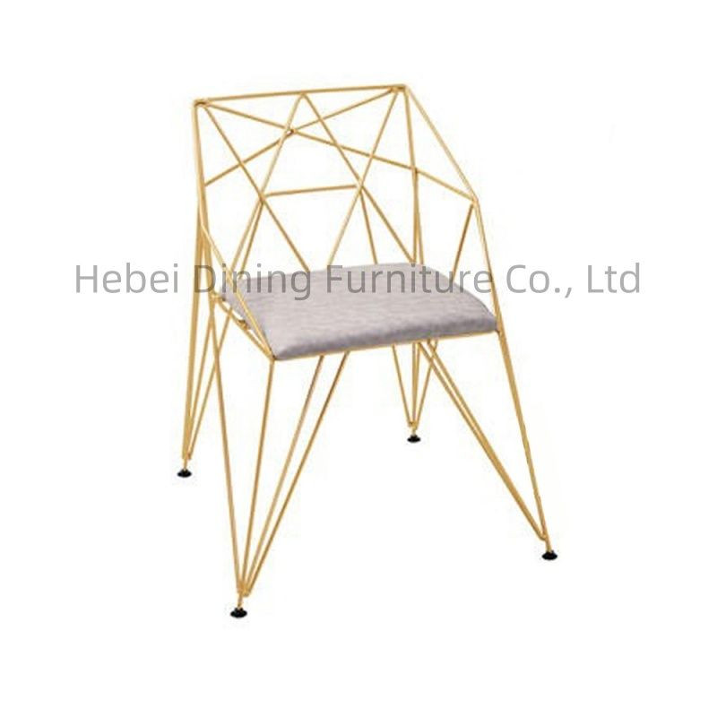 Buy Hollow Gold Wire Chair With Soft Cushion from Hebei Dining ...