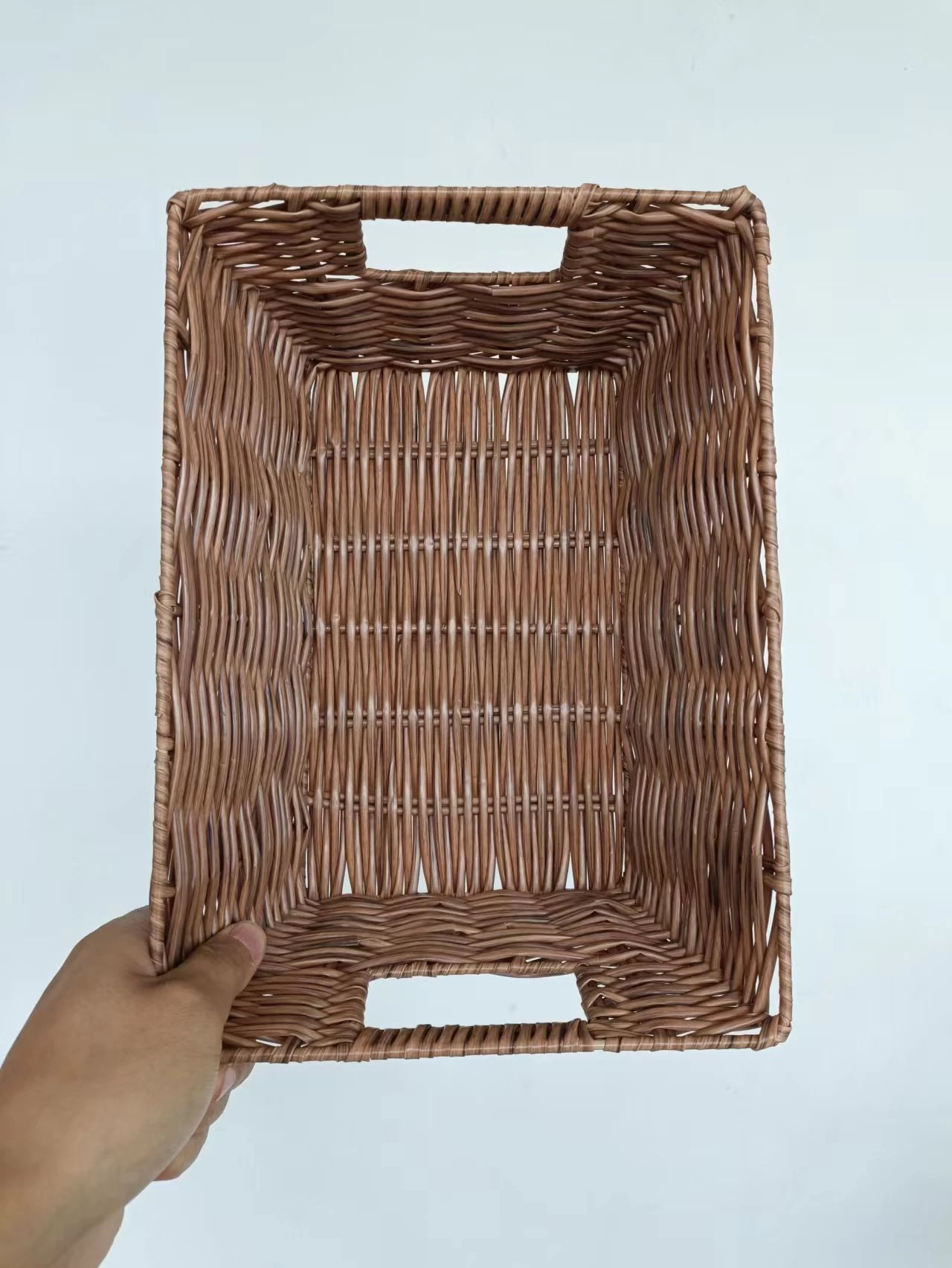 Buy Rattan-like Pe Poly Wicker Bread Baskets Rectangular Platters Woven ...