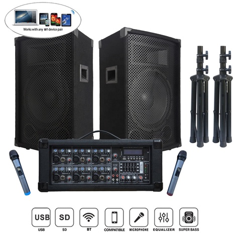 Buy 1000w 2x12"subwoofer Portable Pa Speaker System Bt Tws Karaoke Sets ...