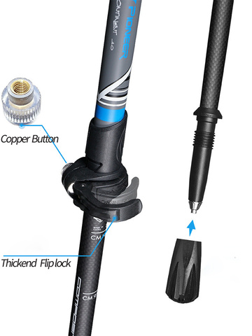 Buy Carbon Fiber Foldable Trekking Pole Nordic Walking Stick-telescopic ...