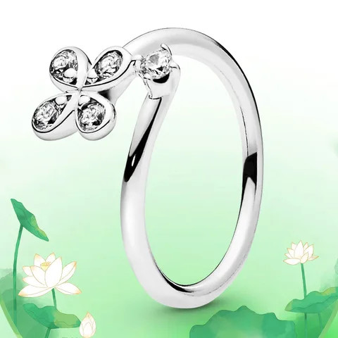 Buy Classics Lucky Four-leaf Clover Design 5a Zircon Ring Good Fine 925 ...