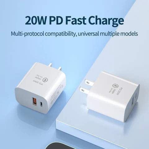 Buy Dc 20w Travel Super Fast Charge Type C Power Adapter Qc3.0 18w Dual ...