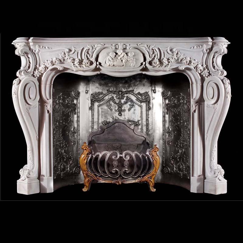 Buy Good Carving Modern Large Fireplace White Marble from Hebei Hadun ...