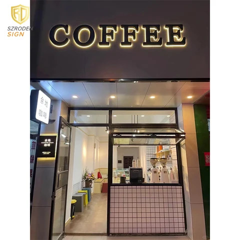 Buy Outdoor Stainless Steel Store Name Sign Board 3d Lighted Matt Gold ...