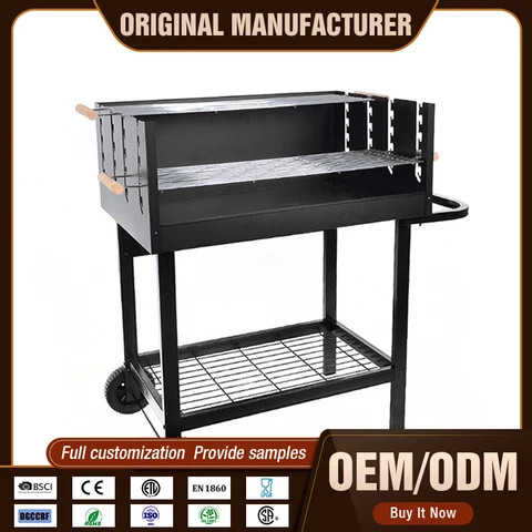 Buy Patio Trolley Barbeque Rectangle Charcoal Bbq Grill Adjustable ...
