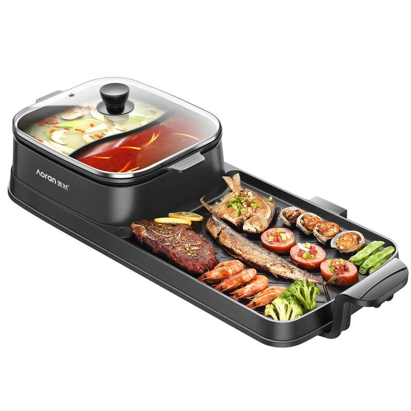 Buy Portable Hot Pot Bbq Electric Grill Stainless Steel Grill Pan Bbq ...