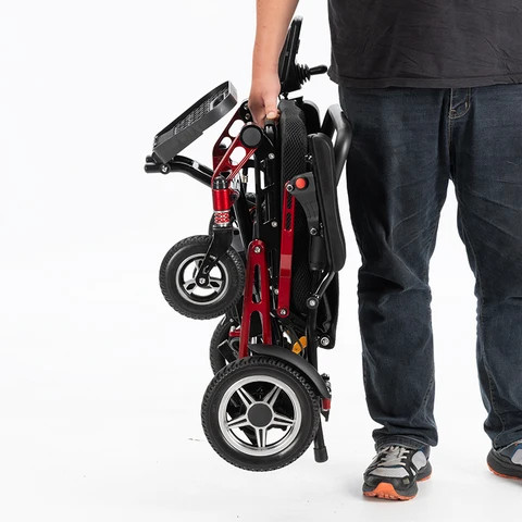 Buy Red Magnesium Electric Wheelchair 500w Motor Lightweight 18kg 24v ...